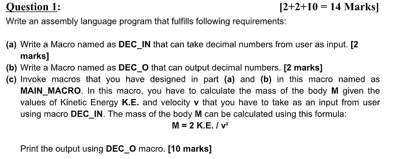 Solved Subject : Assembly Language and Microprocessor Only | Chegg.com