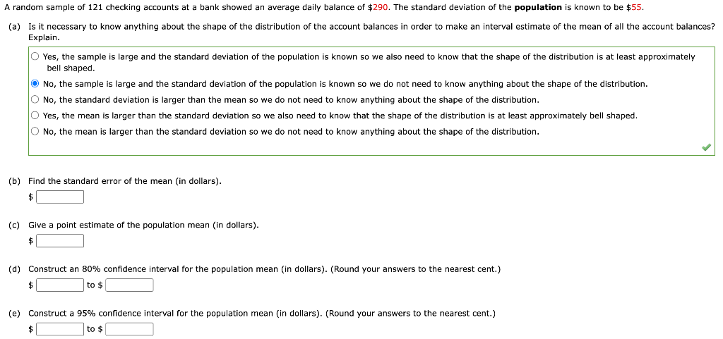 Solved A random sample of 121 checking accounts at a bank | Chegg.com
