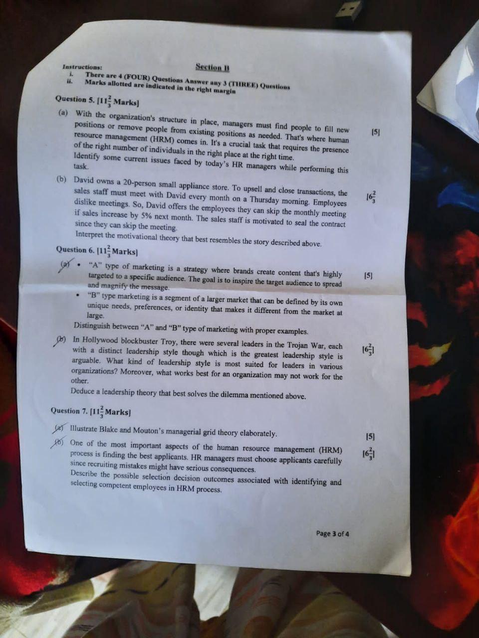 Solved ii. Marks are 4 (FOUR) Questions Answer any 3 (TurEE) | Chegg.com