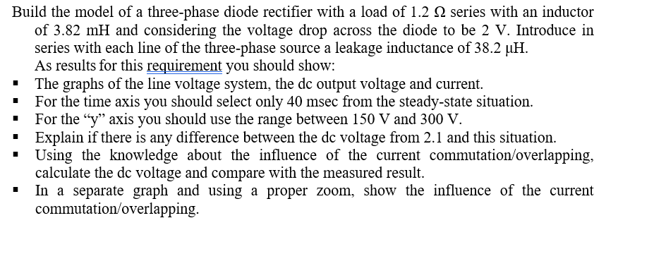 Build the model of a three-phase diode rectifier with | Chegg.com