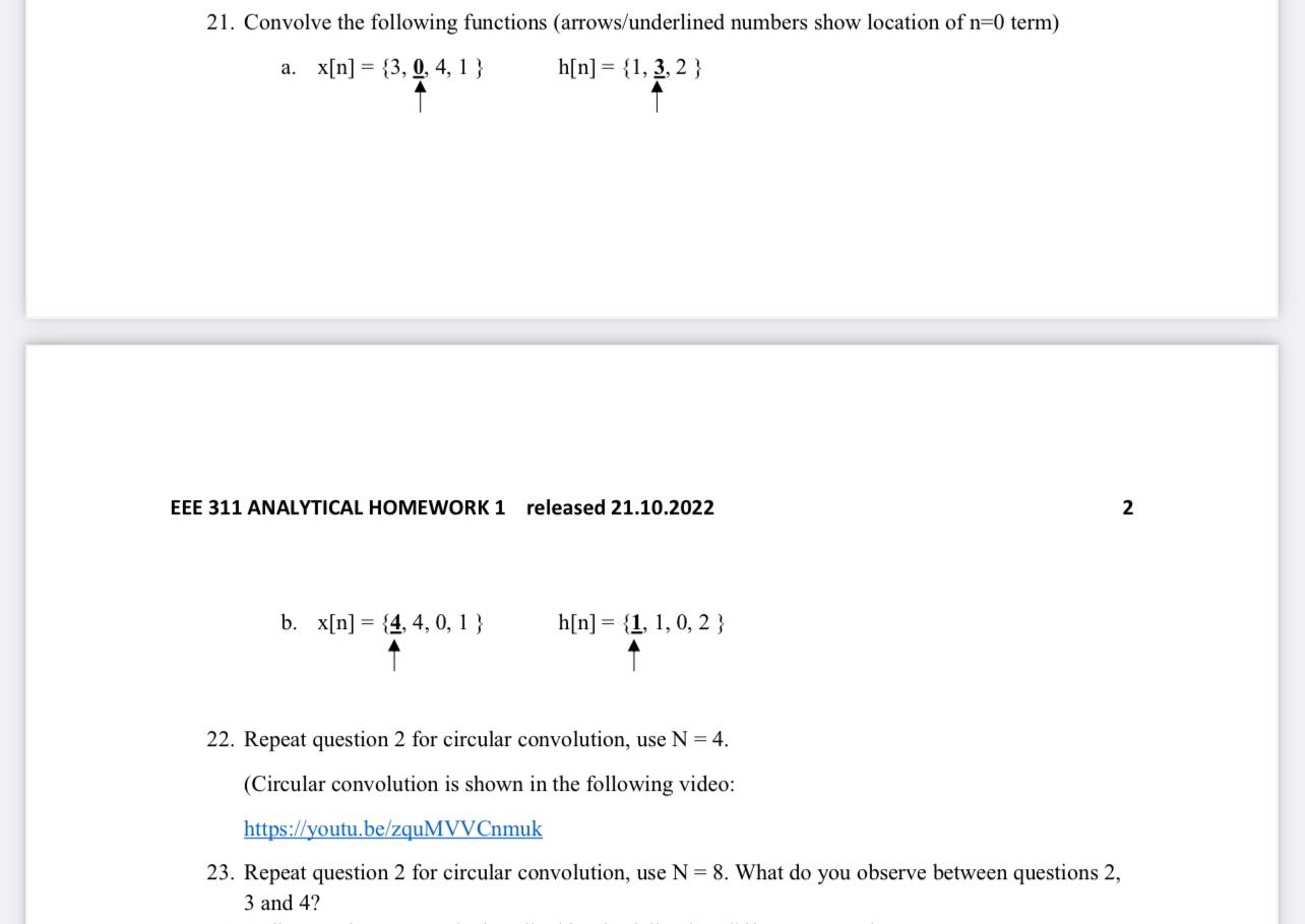 Solved 21. Convolve the following functions | Chegg.com