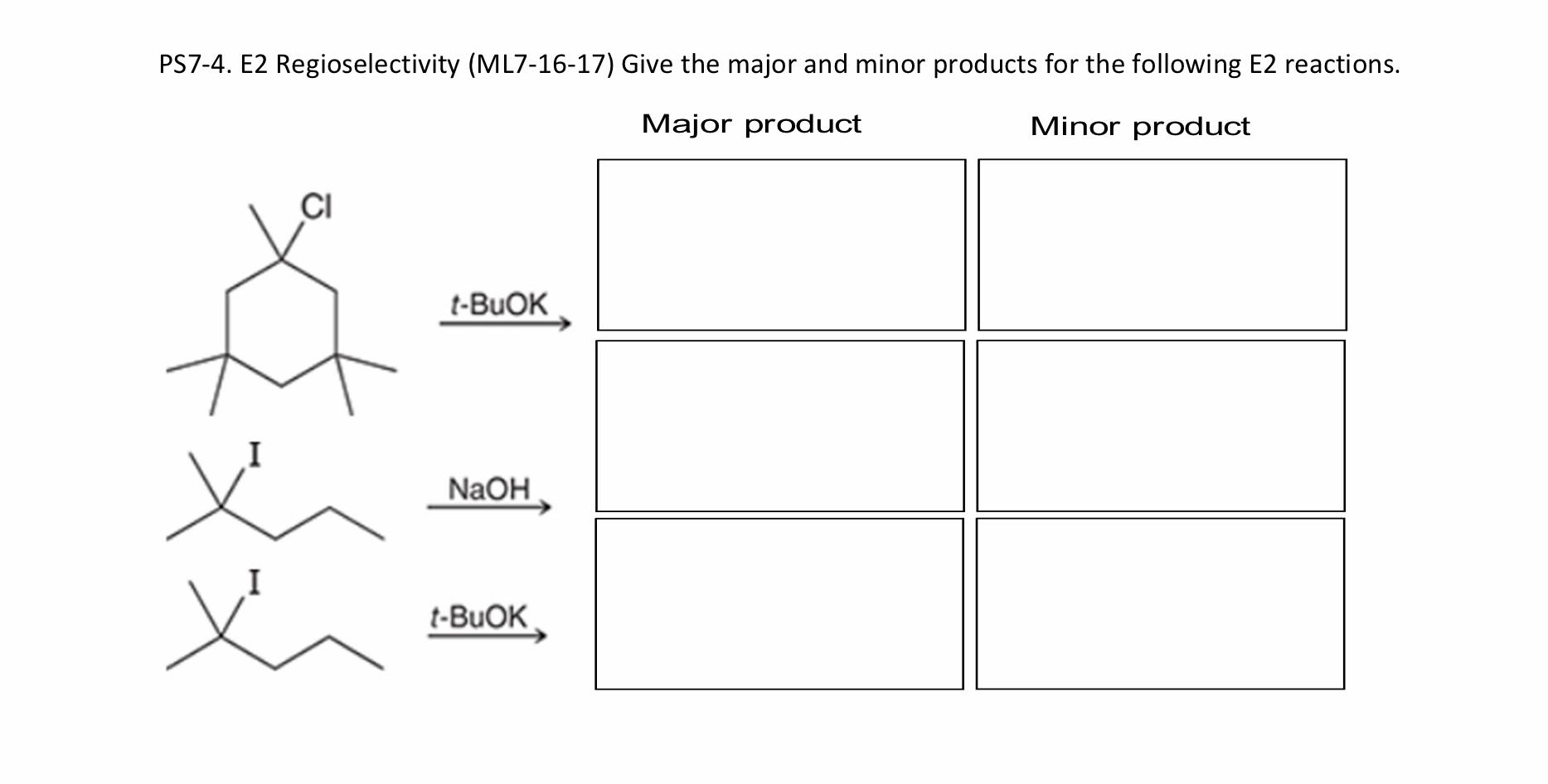 Solved PS7-4. E2 Regioselectivity (ML7-16-17) Give the major | Chegg.com