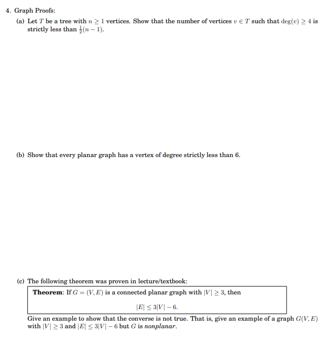Solved Graph Proofs: (a) Let T be a tree with n≥1 vertices. | Chegg.com