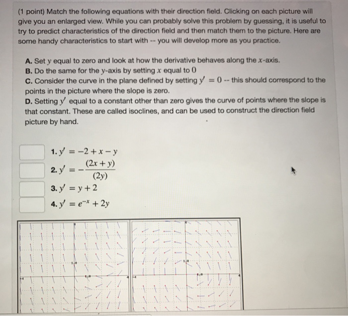 Solved (1 point) Match the following equations with their | Chegg.com