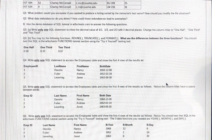 Solved A. Use the following data table to answer Questions 1 | Chegg.com
