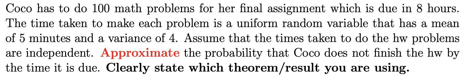 Solved Coco has to do 100 math problems for her final | Chegg.com