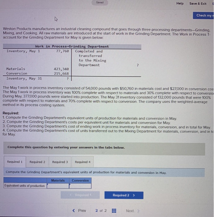 Solved Saved Help Save & Exit Check my Weston Products | Chegg.com