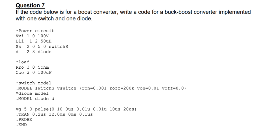 Question 7 If the code below is for a boost | Chegg.com