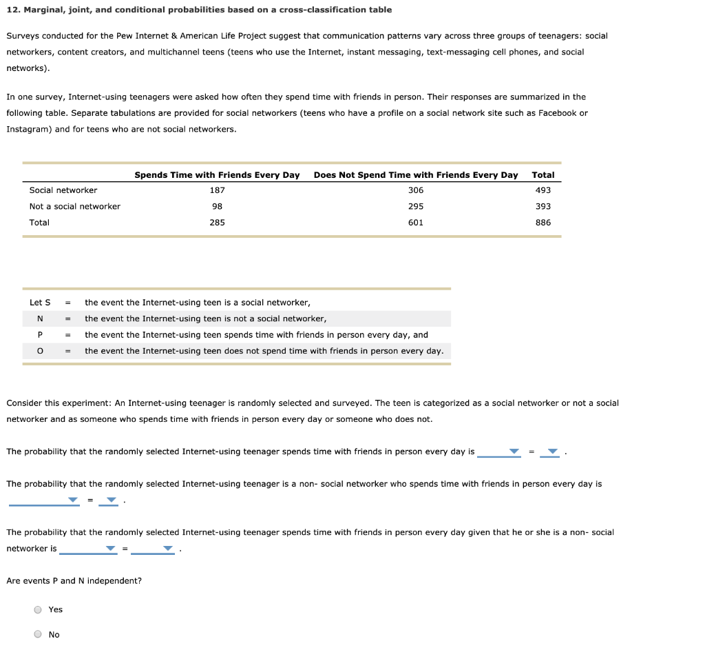 Solved 12. Marginal, joint, and conditional probabilities | Chegg.com
