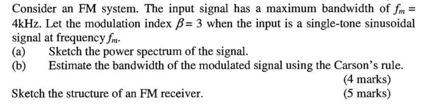 Solved Consider an FM system. The input signal has a maximum | Chegg.com