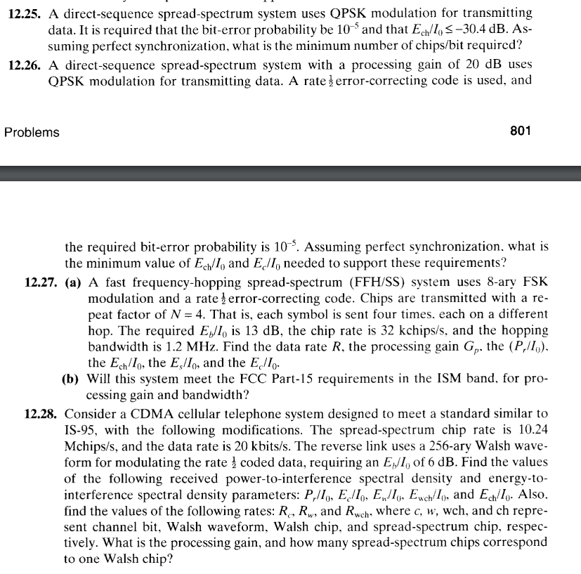 Solved 12.25. A direct-sequence spread-spectrum system uses | Chegg.com