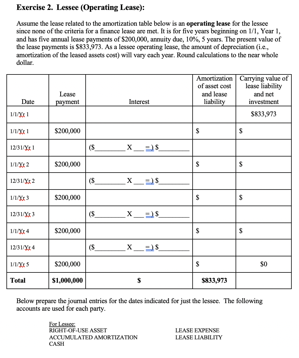 Solved 6. Prepare the journal entry to record lease expense, | Chegg.com