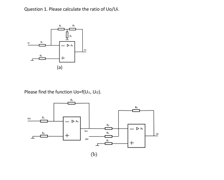 Question 1. Please calculate the ratio of Uo/Ui. | Chegg.com