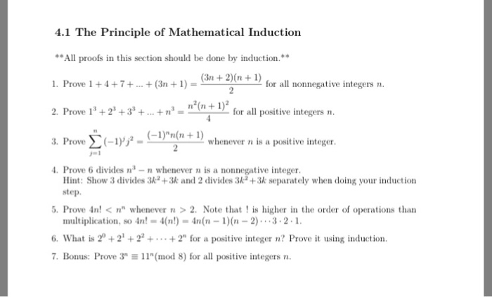 Solved 4.1 The Principle of Mathematical Induction "All | Chegg.com