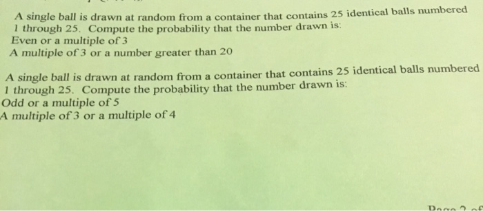 Solved A single ball is drawn at random from a container | Chegg.com