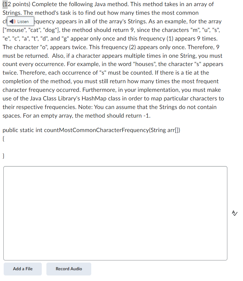 Solved 12 Points Complete The Following Java Method This 