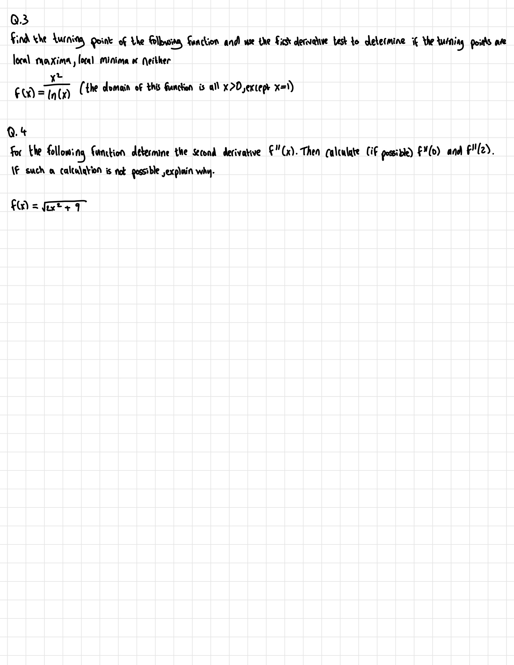 Solved Q. 3find the turning point of ﻿the following function | Chegg.com