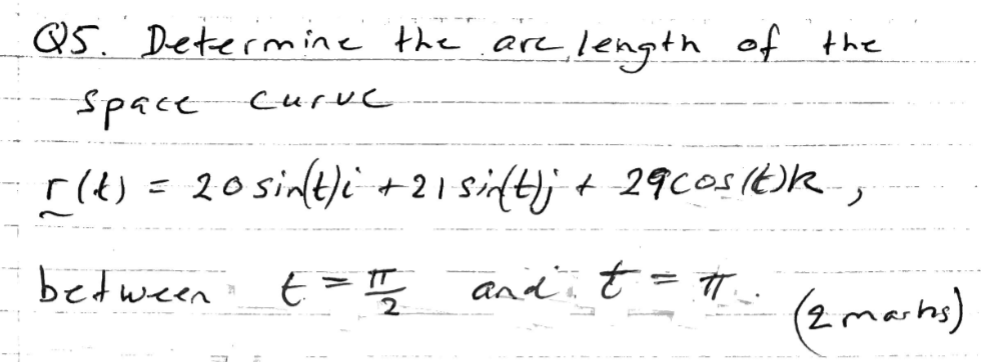 Solved Q5. Determine the are length of the space curve | Chegg.com
