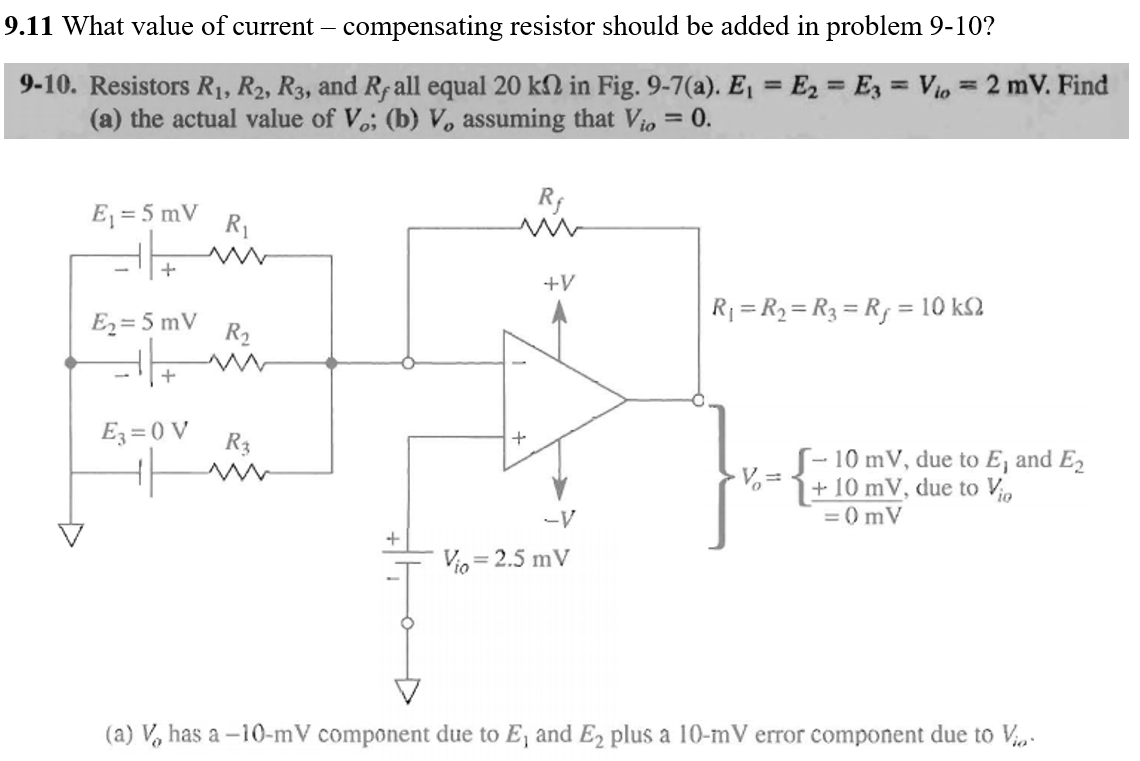 Solved 9.11 What value of current – compensating resistor | Chegg.com