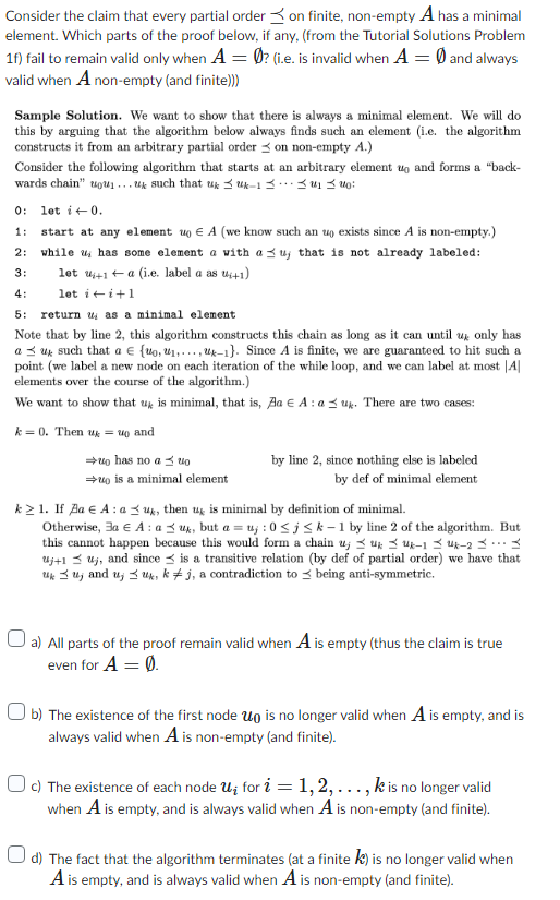 Consider the claim that every partial order ⪯ on | Chegg.com