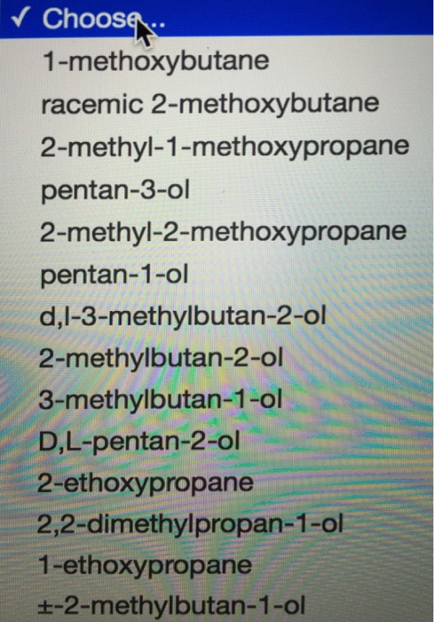 Choos 1-methoxy butane racemic 2-methoxybutane | Chegg.com