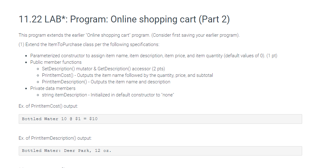 Solved This program extends the earlier "Online shopping | Chegg.com