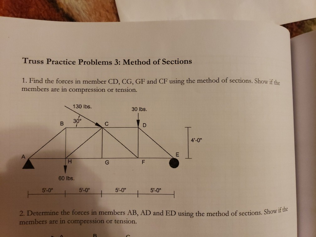 Solved I fuss Practice Problems 3: Method of Sections 1. | Chegg.com