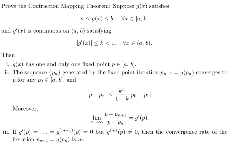 Solved Prove the Contraction Mapping Theorem: Suppose g(x) | Chegg.com