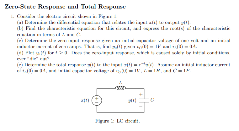 Solved Zero-State Response and Total Response 1. Consider | Chegg.com