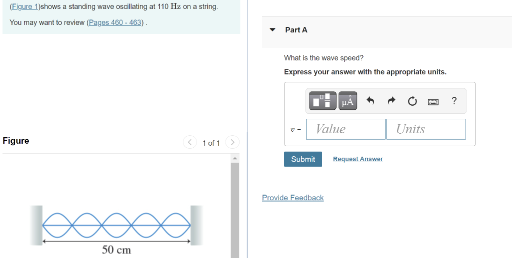Solved (Figure 1)shows a standing wave oscillating at 110 Hz | Chegg.com