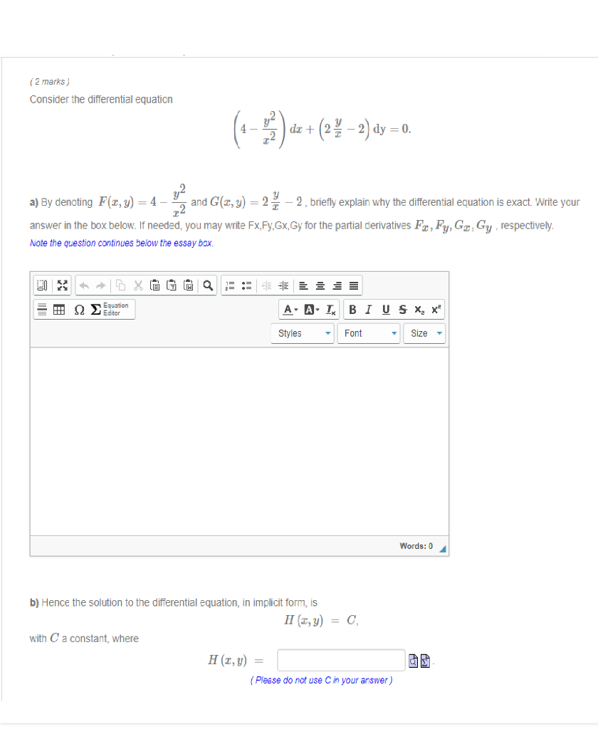 Solved (2 marks) Consider the differential equation (+ -5 ) | Chegg.com