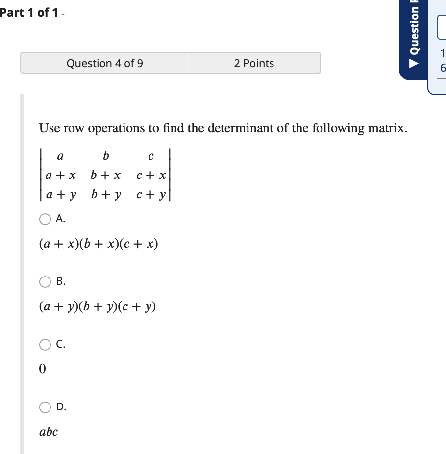 Solved Use row operations to find the determinant of the | Chegg.com