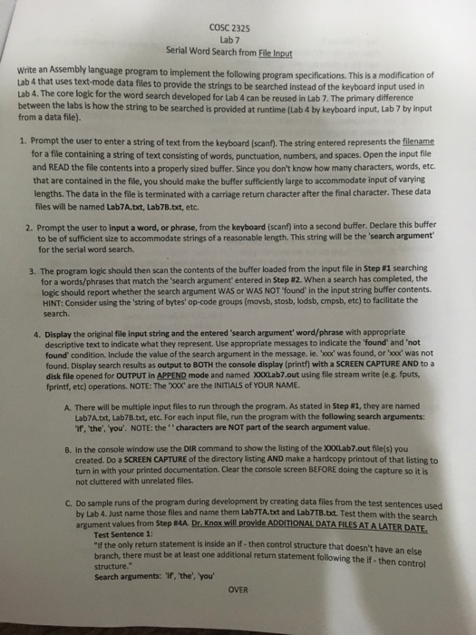 COSC 2325 Lab 6 File Operations-Create a Data File | Chegg.com