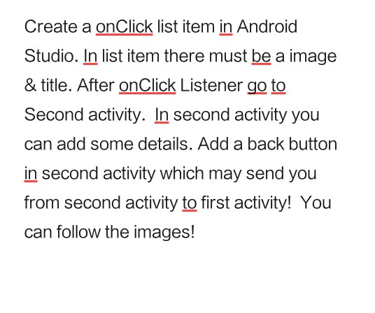 Solved Create a onClick list item in Android Studio. In list | Chegg.com