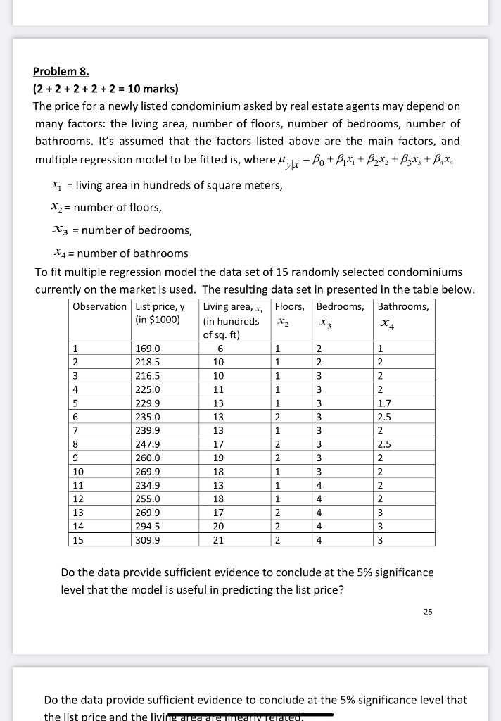 Solved Problem 8. (2+2+2+2+2=10 marks) The price for a | Chegg.com