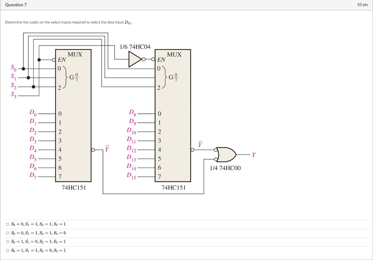 Solved Question 7 10 pts Determine the codes on the select | Chegg.com
