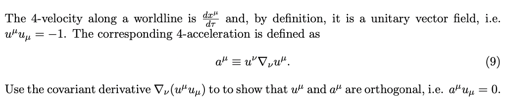 Solved The 4-velocity along a worldline is dat and, by | Chegg.com