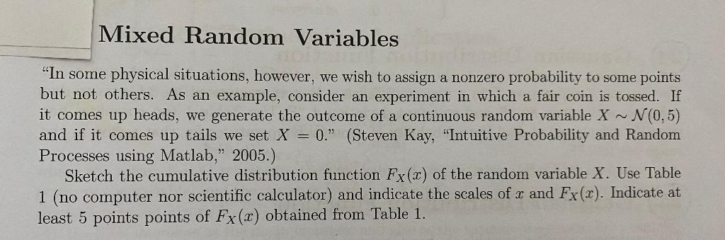 Mixed Random Variables N "In some physical | Chegg.com