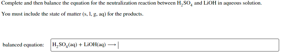 Solved Complete and then balance the equation for the | Chegg.com