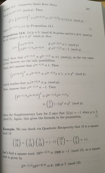 Solved -30. Use the method of Section 13.2 to solve y11 (mod | Chegg.com