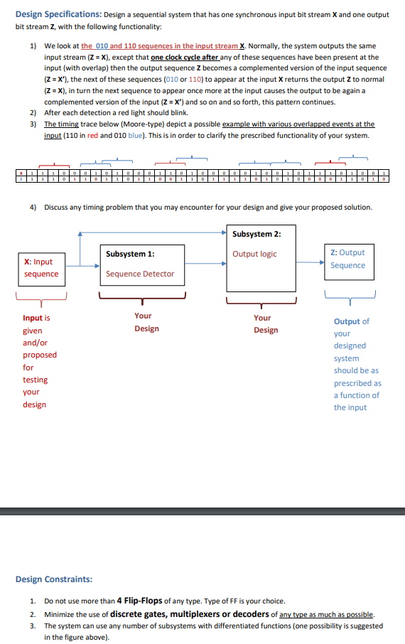 Solved Design Specifications: Design a sequential system | Chegg.com
