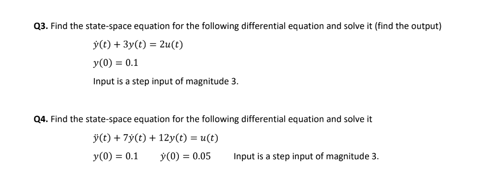 Solved Q3. Find the state-space equation for the following | Chegg.com