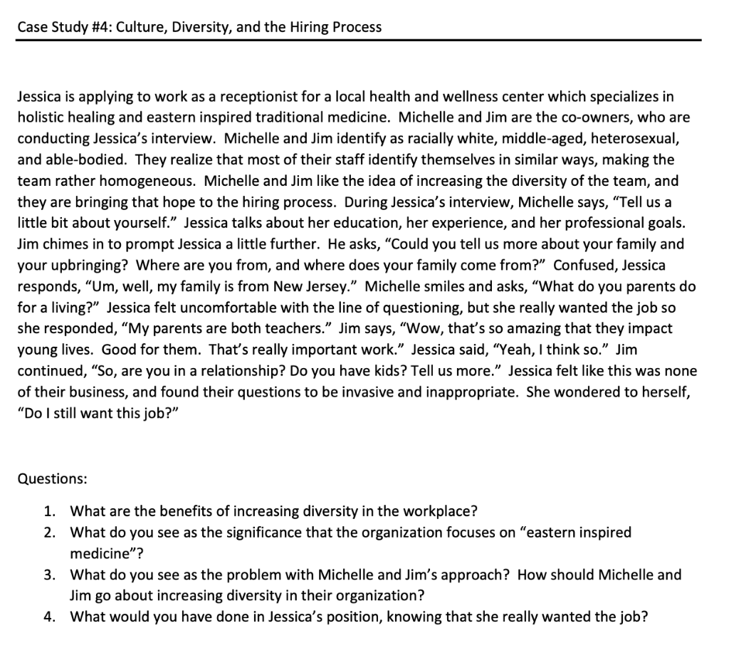 Solved Case Study: Culture, Diversity, and the | Chegg.com