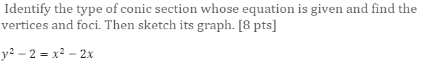 Solved Identify the type of conic section whose equation is | Chegg.com