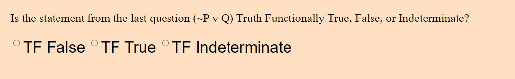 Is the statement from the last question (∼P∨Q) Truth | Chegg.com