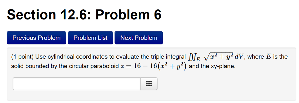 Solved Section 12.6: Problem 6 Previous Problem Problem | Chegg.com