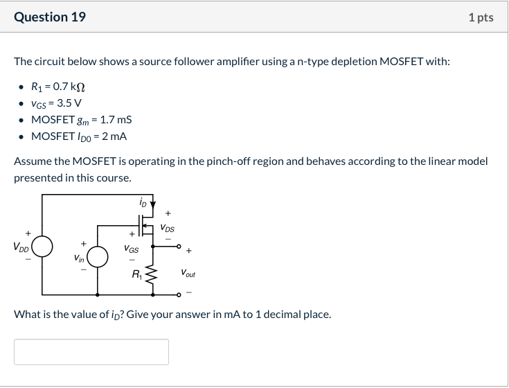 Solved The circuit below shows a source follower amplifier | Chegg.com