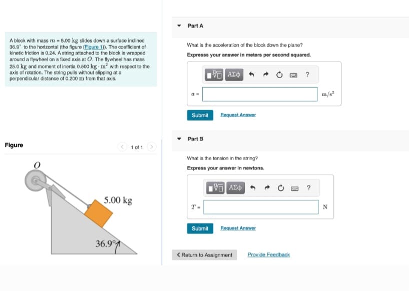 Solved Part AA block with mass m=5.00kg ﻿slides down a | Chegg.com