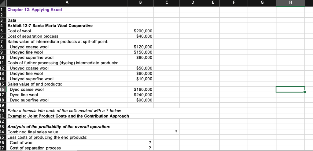 Solved 1 Chapter 12: Applying Excel $200,000 $40,000 | Chegg.com
