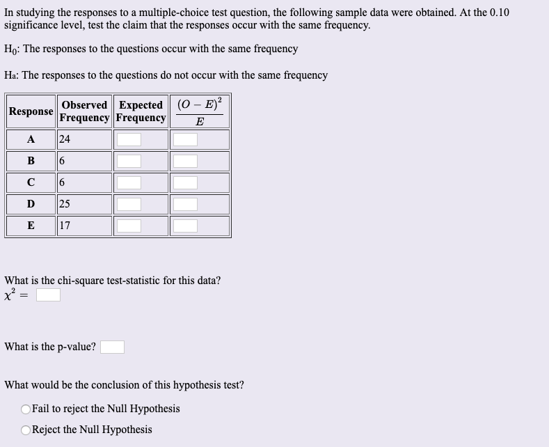 Solved In studying the responses to a multiple-choice test | Chegg.com